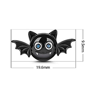 GNOCE Adorable Evil Bat Charm Bead Sterling Silver Black Plated Women Bat Bead Charms fit Bracelet/Necklace Halloween Jewery Gift for Wife Daughter Friend