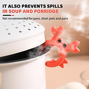 Creative Crab Shaped Silicone Spatula Rack, Universal Crab Silicone Spatula Holder Anti-overflow Clip, Multifunctional Spatula Holder Anti Scalding and Overflow Kitchen Gadgets (4, Red)