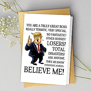 Spercy Funny Trump Boss's Day Card, Trump Birthday Card for Boss, Happy Boss's Day Gift, You Are Truly Great Boss