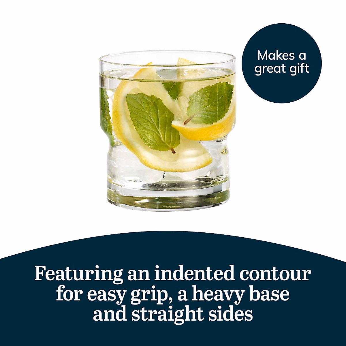 Libbey Newton Stackable Double Old Fashioned Glass, 12 ounce, Set of 6