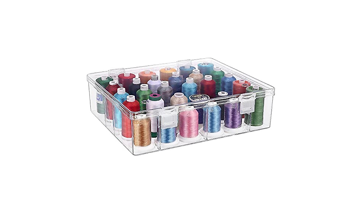 New brothread Pack of 2 Clear Storage Boxes for Thread Spools