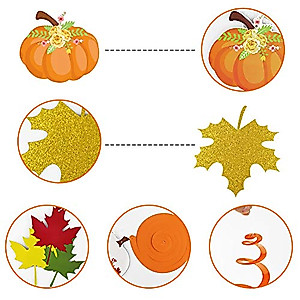 20Pcs Fall Party Hanging Decorations, Autumn Pumpkin Maple Leaf Thanksgiving Hanging Swirls Streamers, Fall Hanging Decorations for Little Pumpkin Baby Shower Fall Thanksgiving Birthday Party Supplies
