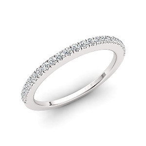 Diamondere Natural and Certified Diamond Wedding Ring in 14K White Gold | 0.39 Carat Half Eternity Stackable Band for Women, US Size 5