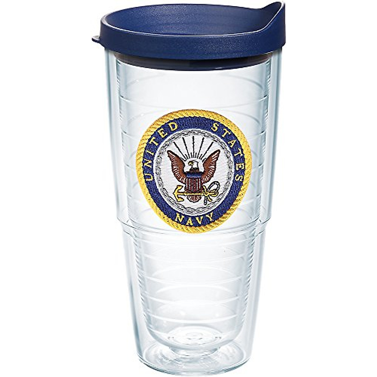 Tervis Navy Made in USA Double Walled Insulated Tumbler Travel Cup Keeps Drinks Cold & Hot, 24oz, Logo