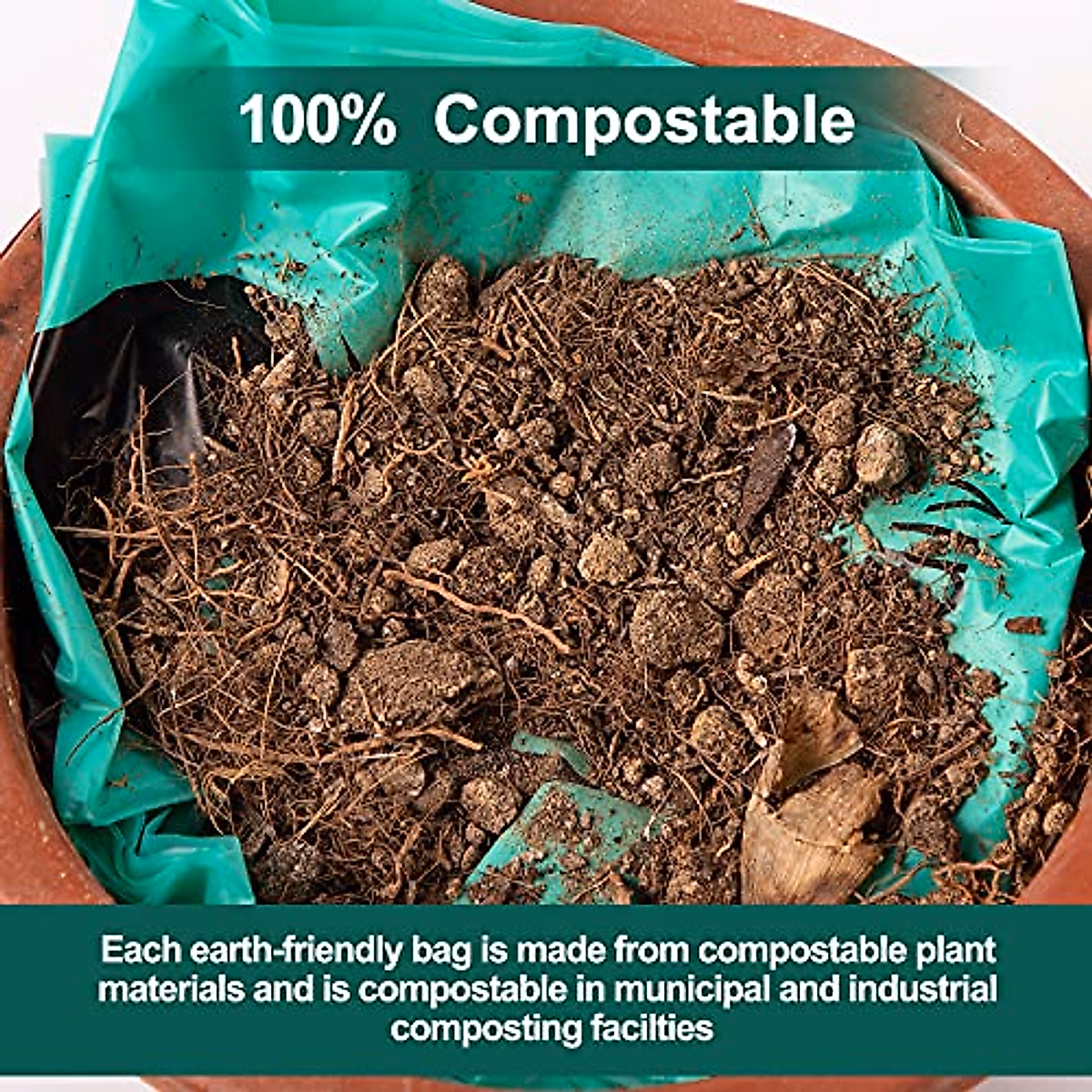 Eyliden 100% Compostable Trash Bags - 100 Count 30 Gallon(113L) Tall Kitchen Garbage Bags, Fallen Leaf Bag, Medium Wastebasket Bags for Yard Home Bedroom Office Indoor Outdoor Garbage Can