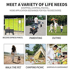 Folding Wagon Cart Heavy Duty Foldable,Large Collapsible Camping Wagon with 2 Drink Holders, Garden Cart Utility Wagon for Camping Fishing Sports Shopping (Cement Grey)