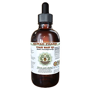 Hawaii Pharm Tian San Qi Alcohol-FREE Liquid Extract, Tian San Qi (Radix Pseudoginseng) Dried Root Glycerite Natural Herbal Supplement, USA 2 fl.oz