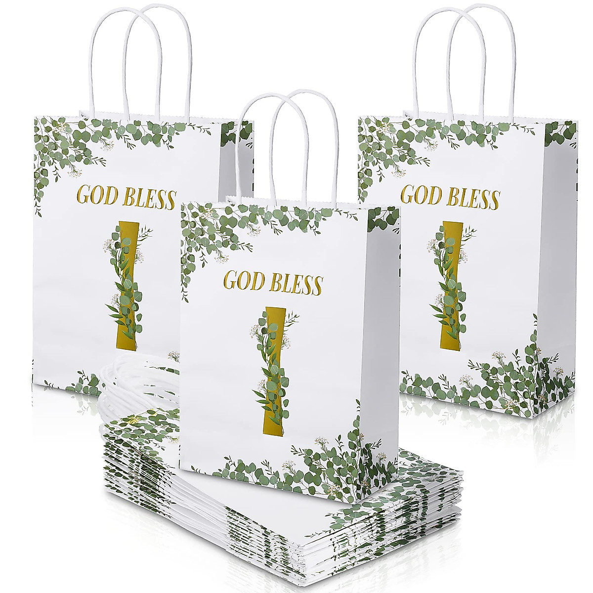 Meanplan First Communion Gifts for Boys and Girls Small Gift Bags Religious Party Favor Gift of Christ First Communion Gift Bags, 8.66 x 6.3 x 3.15 Inch (36 Pack)
