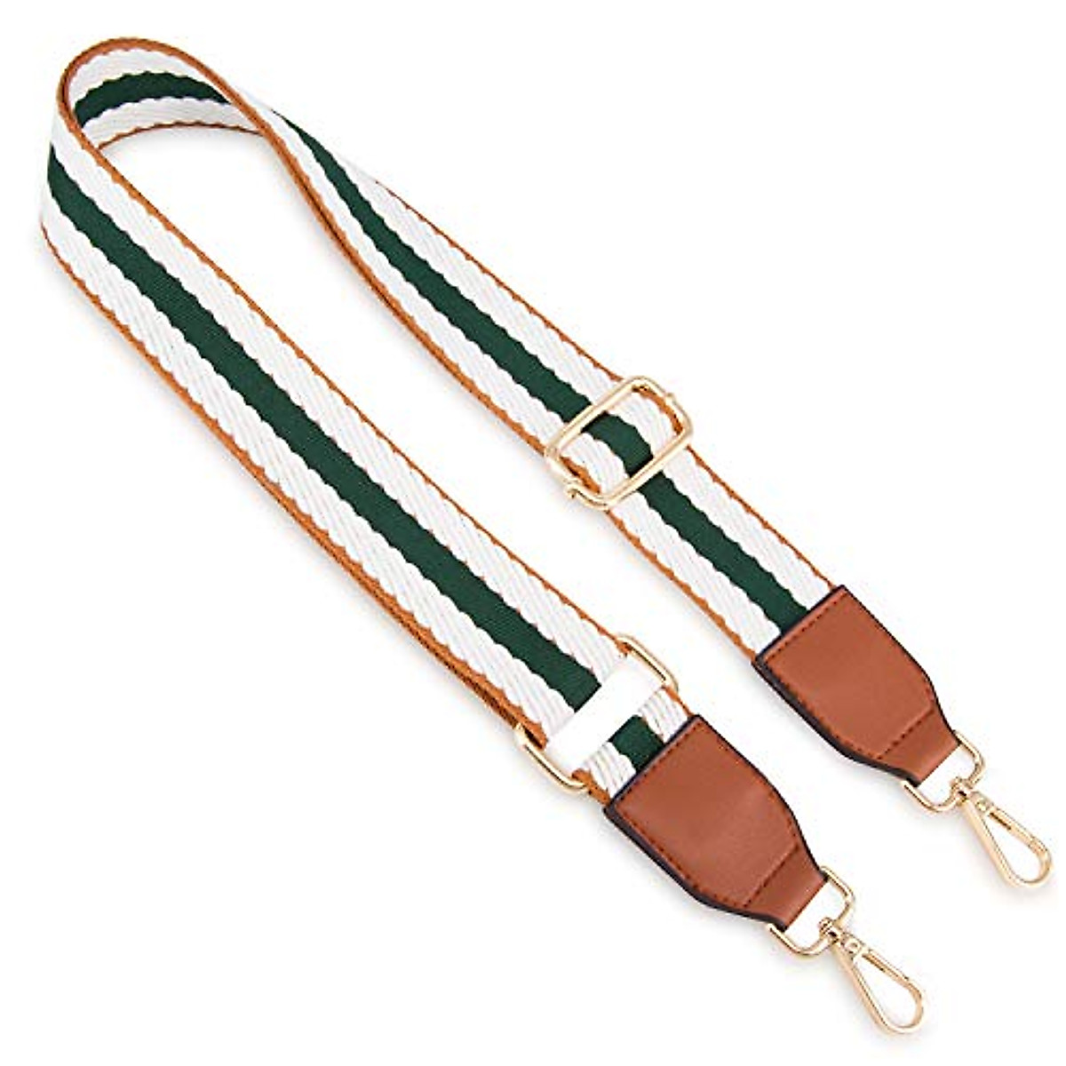 Wolven Adjustable Purse Strap Replacement Crossbody Shoulder Strap For Handbag Laptop Bag Etc (White Green Stripe)