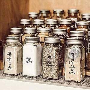 Simfree Kitchen Labels,276 Spice Jar Labels,Pantry Labels,White + Black Script Preprinted Stickers,Waterproof,Tear Resistant,Food Containers Organization Labels Organize Storage Containers,Black+White