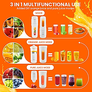 JOSOBO Portable Blender for Shakes and Smoothies with 13 Oz BPA Free Travel Cup and Lid, Upgraded Triple Blender Head, USB Rechargeable, Portable Juicer for Home, Travel, Camping