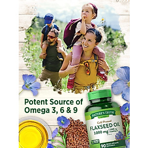 Flaxseed Oil Softgels | 90 Count | Cold Pressed, Non-GMO & Gluten Free Supplement | by Nature's Truth