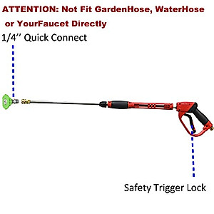 Tool Daily Deluxe Pressure Washer Gun, with Replacement Wand Extension, 5 Nozzle Tips, M22 Fitting, 40 Inch, 5000 PSI