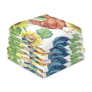 ALAZA Yellow Sunflower Rooster Watercolor Kitchen Towels Dish Bar Tea Towel Dishcloths 1 Pack Super Absorbent Soft 18 x 28 inches