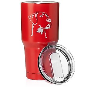 Smooth Body Tumbler Stainless Steel Vacuum Insulated Travel Mug Cup Gift Great Dane Face (Red, 30 oz)