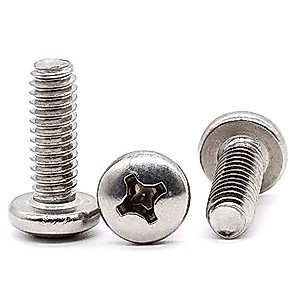 Glvaner #6-32 x 3/8" (100 pcs) Pan Head Machine Screws, 18/8 Stainless Steel 304, Phillips Drive Cross Round Head Machine Screws, Fully Threaded, Machine Coarse Thread