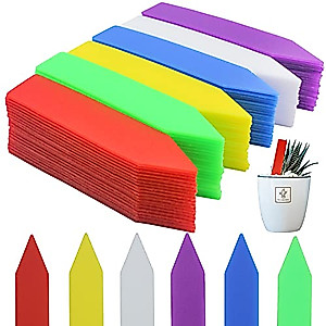 Mziart 120Pcs 4 Inches Plastic Plant Tags Waterproof Nursery Garden Plant Labels Stakes Pot Markers, Multicolor
