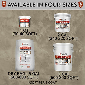 VASARI Lime Plaster & Paint | Veneziano Plaster (Smooth Finish) | Made from Natural Lime and Powdered Marble | color: Natural white #1 | Dry Mix (Makes 5 Gallons Plaster)