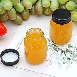 QAPPDA 2oz Mason Jars Set of 48,Glass Spice Jars with Black Lids,Small Mason Juice Bottles for Ginger Shots,Honey,Jam,Party Favor