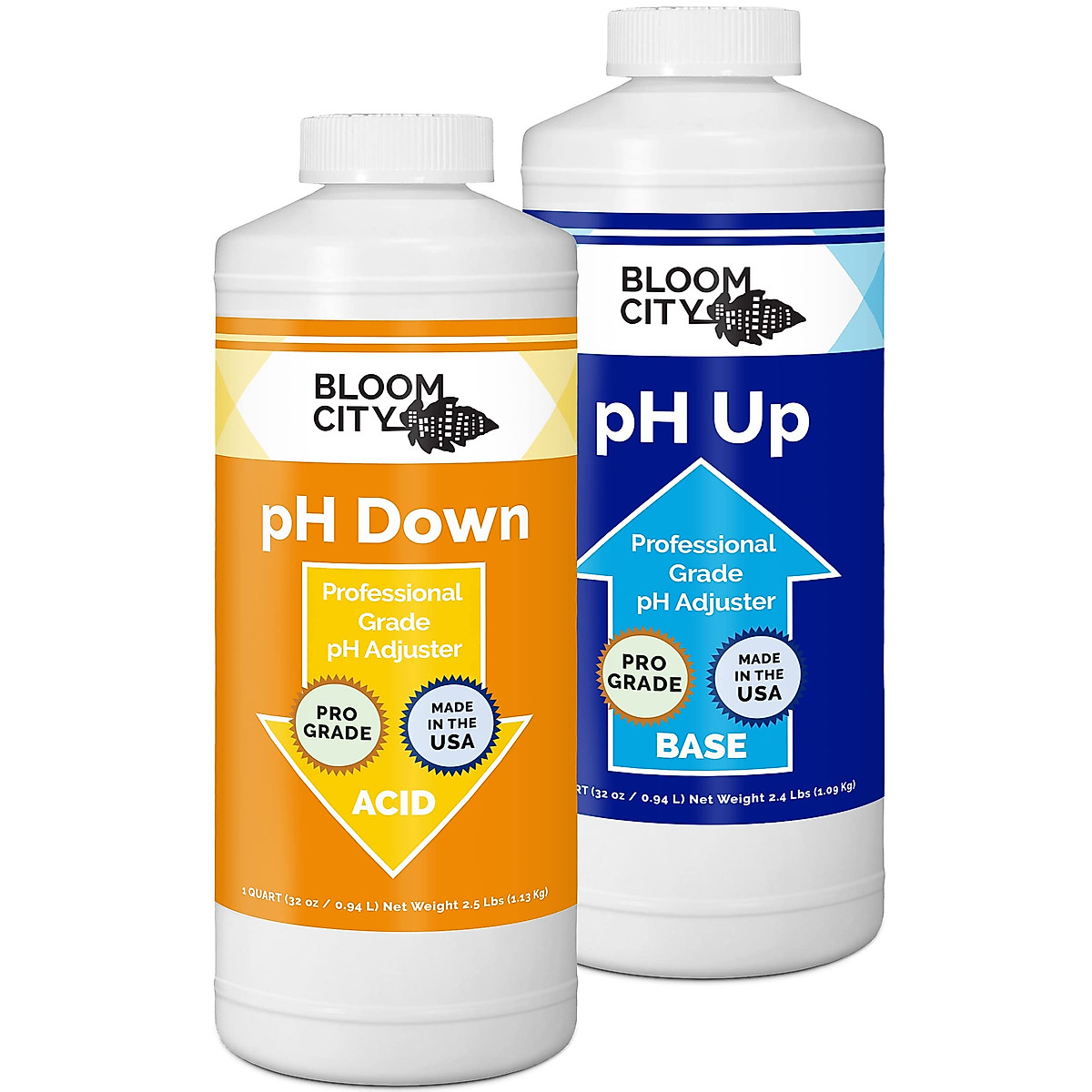 Bloom City Professional pH Up + Down Control Kit for Optimal Nutrient Uptake (two 1 quart bottles) 64 total oz