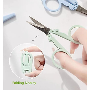 5Pcs Pastel Mini Folding Scissors with Safety Cap Small Telescopic Stainless Steel Scissors Portable Pokect Little Travel Scissors Kids Shears Tiny Cutter for Cutting, Scrapbooking, Crafting, Sewing