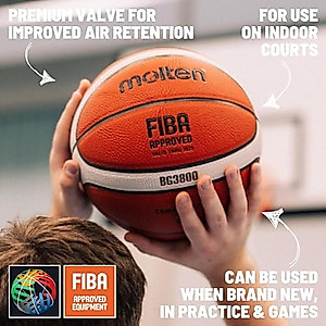 Molten BG3800 Basketball, Indoor, FIBA Approved, Composite Leather, Size 7, Suitable for Boys Age 14 & Adult, Orange/Ivory