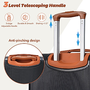 Merax Hardside Luggage Set with Spinner Wheels, Collision-Protection Angle, 3-Piece Set, TSA Lock, Expandable, Carry-On Luggage (20/24/28, Black)