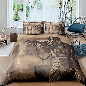 Bedding Sets Twin Size Military American Marine Duvet Cover Sets Soft Comforter Cover with 1 Duvet Cover and 2 Pillow Shams, Gifts for Girls Boys Teen (without Comforter)