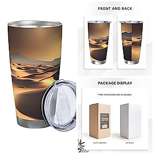 Sahara Desert Tumbler with Lid and Straw 20oz Stainless Steel Car Cup for Hot and Cold Drinks, Double Wall Insulated Travel Coffee Mug Reusable Drink Thermos Cup Birthday Gifts