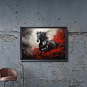 Majestic Black Stallion Galloping In The Clouds, Black Horse On Salt Flats, Canvas Print, Black Horse Print, Black Horse Wall Art