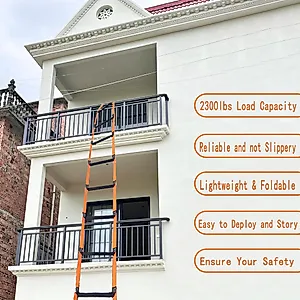 Fire Escape Ladder 16ft Emergency Fire Ladder Training Soft Ladder Jump Grid Ladder 2-3 Story Residential Reusable Window Balcony Treehouse Safety Rope Ladder