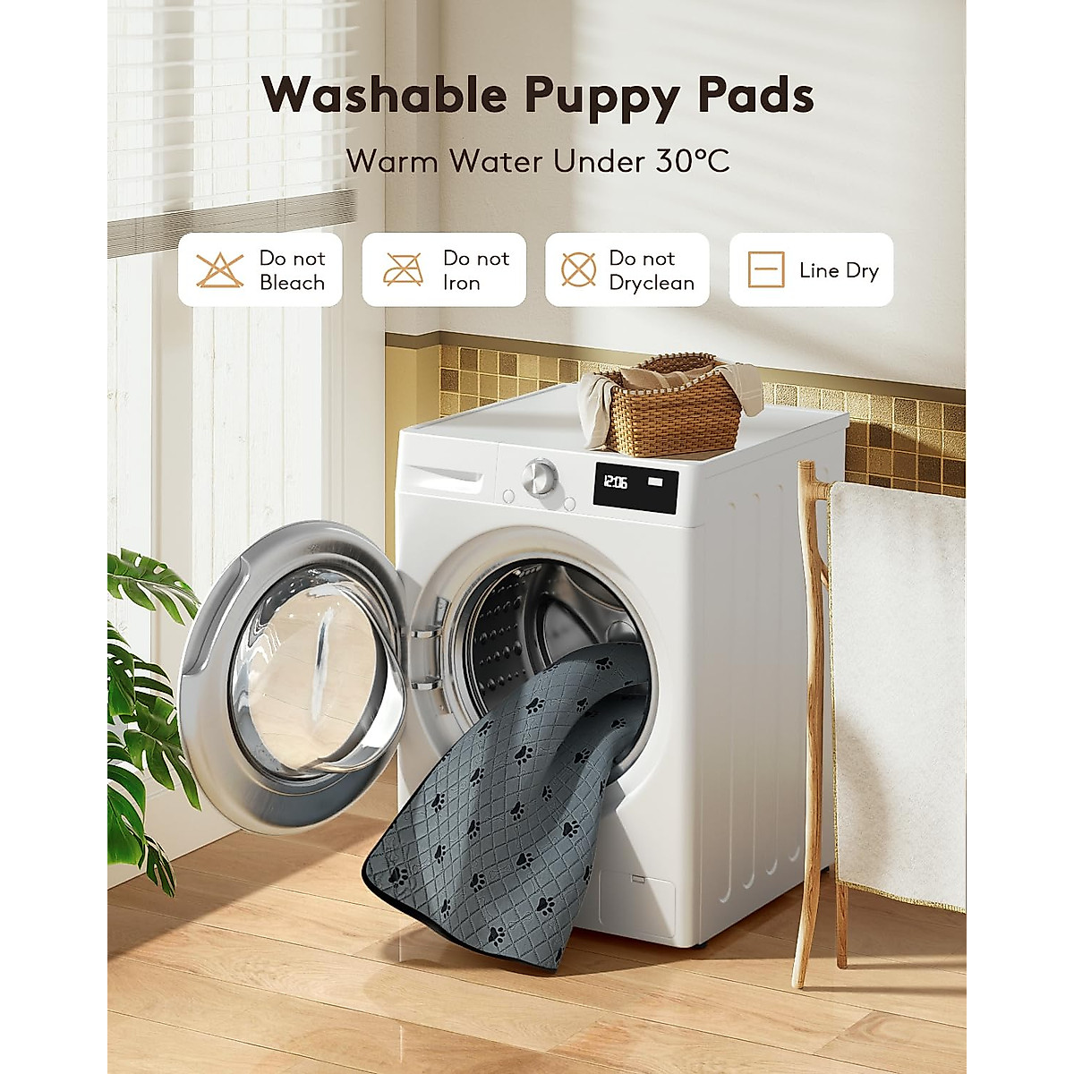 ColorfulLaVie Reusable Pee Pads for Dogs, Washable Puppy Pee Pads Waterproof Dog Training Pads, Fast Absorbent Pet Pads for Dog Bed Mats, Anti-Slip Pet Training Pads with Hook&Loop Pet Supplies