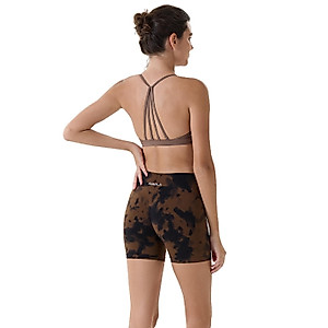 AUROLA Dream Tie Dye Workout Shorts for Women Seamless Scrunch Soft Active Shorts,Brown-Black Tie Dye,XS