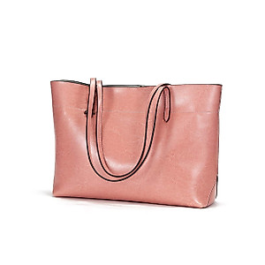 Covelin Women's Handbag Genuine Leather Tote Shoulder Bags Soft Hot Pink