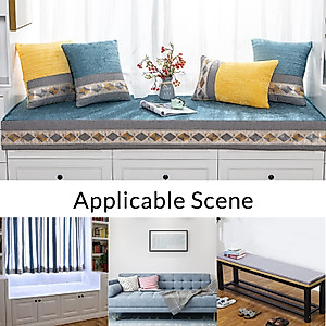 CAMAL Bay Window Seat Cushions Indoor, Non-Slip Chenille Window Seat Cushions Indoor, Rustic Farmhouse Window Sill Mat Bench Seat Cover for Sofa Bedroom Living Room - 27.55" x 82.67", Green-B