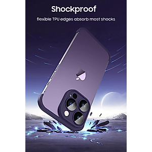 LEKEVO Frameless Fit for iPhone 14 Pro Case with Camera Lens Protector, Slim Soft TPU Shockproof Phone Cover, Minimalist Yet Protective Bumper Shell (Purple)