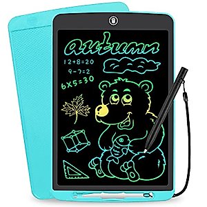 LCD Writing Tablet 12 Inch Toddler Doodle Board,Colorful Drawing Tablet Writing Pad,Erasable Electronic Painting Pads,Educational and Learning Girls Gifts Toys for 3 4 5 6Year Old Girls Boys(Sky Blue)