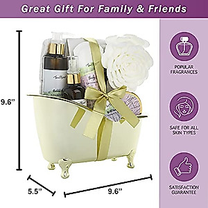 Spa Gift Baskets For Women - Luxury Bath Set With Lavender & Tea Tree Oil - Spa Kit Includes Body Wash, Bubble Bath, Lotion, Bath Salts, Body Scrub, Body Spray, Shower Puff, and Towel