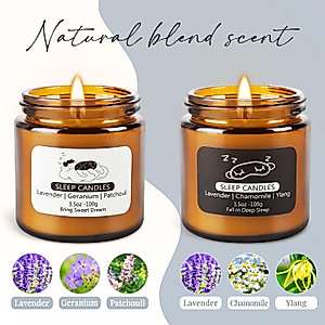 2 Pack Sleep Scented Candles, Sweet Dream with Lavender, Geranium and Patchouli, and Deep Sleep with Lavender, Chamomile and ylang-ylang Scented Candle, Long Burn Time, Perfect Home Gifts