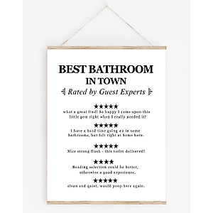 Funny Bathroom ‘Guest Reviews’ Wall Art - 11x14 UNFRAMED Black and White Saying Decor Print. “Best Bathroom in Town - Reviewed by Guest Experts”