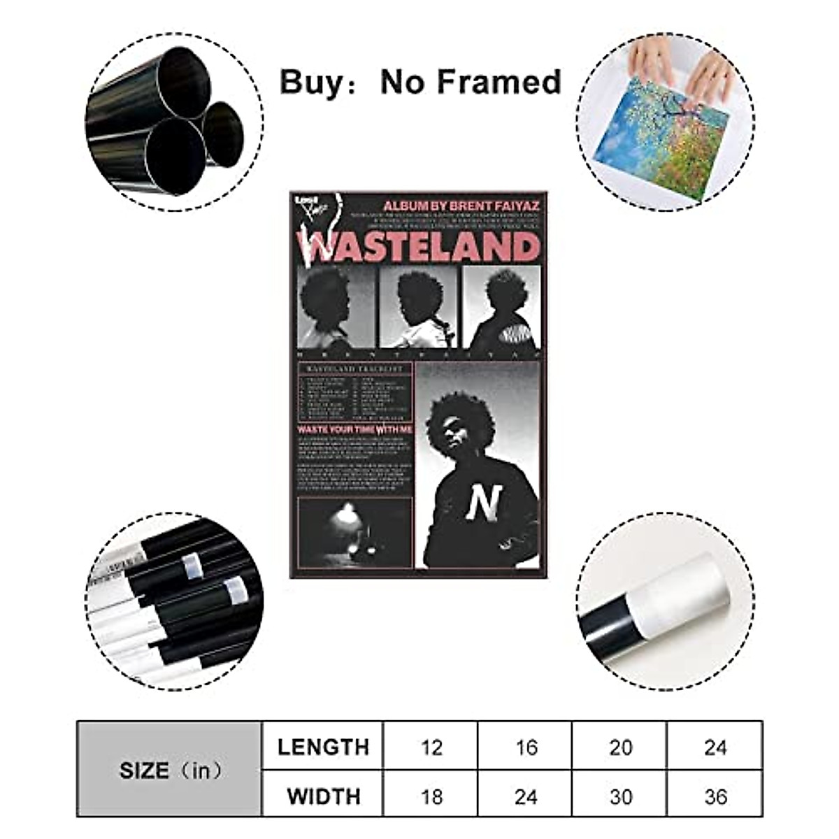 YGULC Brent Poster Faiyaz Wasteland Music Album Cover Canvas Poster Bedroom Decor Sports Landscape Office Room Decor Gift Unframe: 12x18inch(30x45cm)