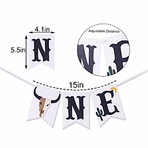 VAVAYAO First Rodeo High Chair Banner - Western Themed Birthday, First Rodeo, Baby 1st Birthday Party Decorations, Farm Themed Party Decorations, Bull Skull, Cactus, Wild West, 1st Birthday