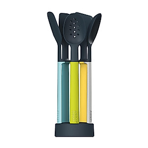 Joseph Joseph Elevate Silicone Kitchen Utensil Set with Compact Storage Stand, 5-piece, Opal
