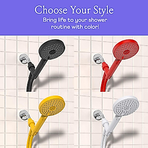 Sproos Handheld Shower Head, High Pressure, 3 Spray Functions Plus Pause, Extra Long 70 Inch Hose, Silicone Nozzles, Black