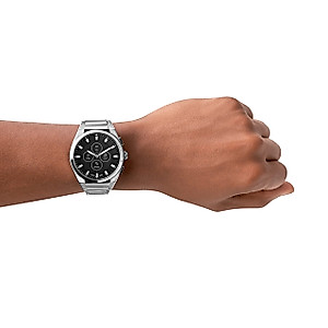 Fossil Men's 42mm Everett Stainless Steel Hybrid HR Smart Watch, Color: Silver (Model: FTW7053)