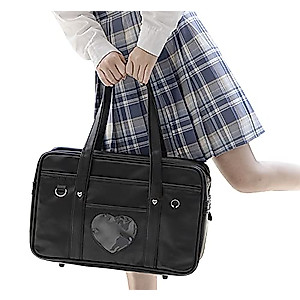 Roffatide Japanese JK Uniform Bag Heart Shape Window Ita Bag Girls Women Purse Cosplay Satchels for Lolita Comic Shoulder Bag