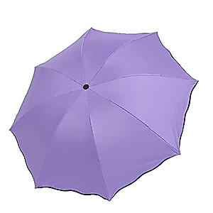 Water blooming umbrella windproof travel umbrella light and strong steel shaft men's and women's umbrellas mini folding and portable umbrellas thickened black glue sunshade sunscreen, sunny and rainy three-fold sun umbrella (Purple)