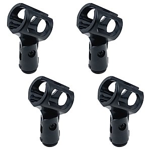 Pastlla 4Pcs Microphone Clip Rubber Flexible Mic Holder Handheld Wireless Mic Holder Adjustable Angle Mic Holder (Inner Diameter Range 30-50mm)