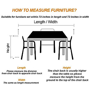 GARDRIT Upgraded Patio Furniture Covers, 100% Waterproof Square Patio Table Cover, 74" L x 74" W x 27.5" H 600D Tear-Resistant Sofa, Table and Chair Outdoor Furniture Set Covers with Storage Bag