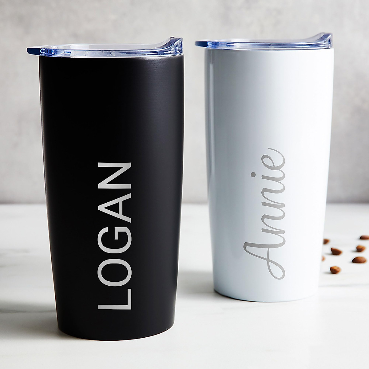 Lifetime Creations Personalized Tumbler with Name (White): Insulated Stainless Steel Coffee Tumbler, Custom Engraved Coffee Travel Mug with Lid, 20 Ounce Cup, Christmas Gifts for Employees